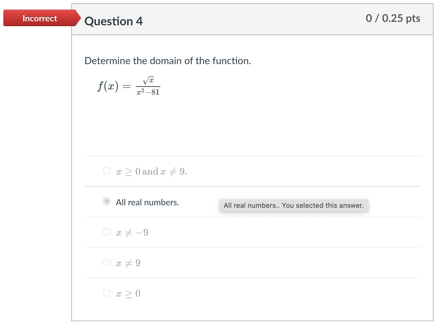 Solved determine the domain of the function f(x)=the square | Chegg.com