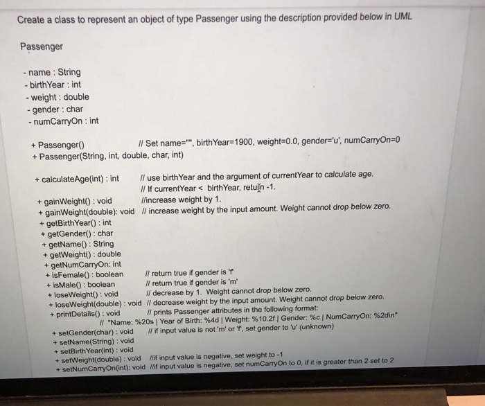 Solved Create a class to represent an object of type | Chegg.com