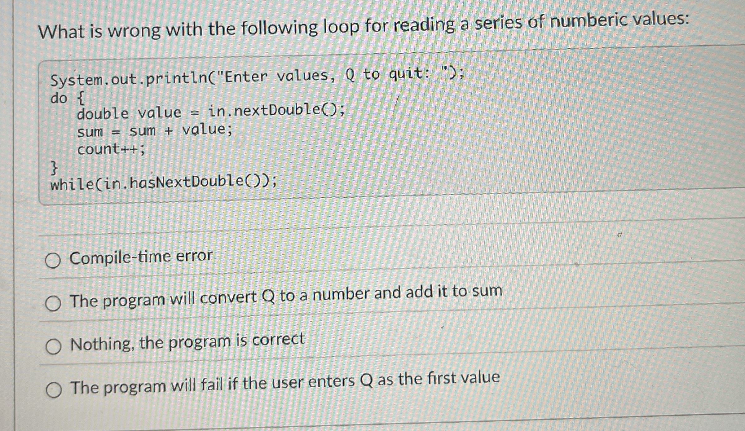 Solved What is wrong with the following loop for reading a | Chegg.com
