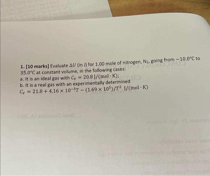 Solved -10.0°C to zen, N₂, going from 10. 1. [10 marks] | Chegg.com