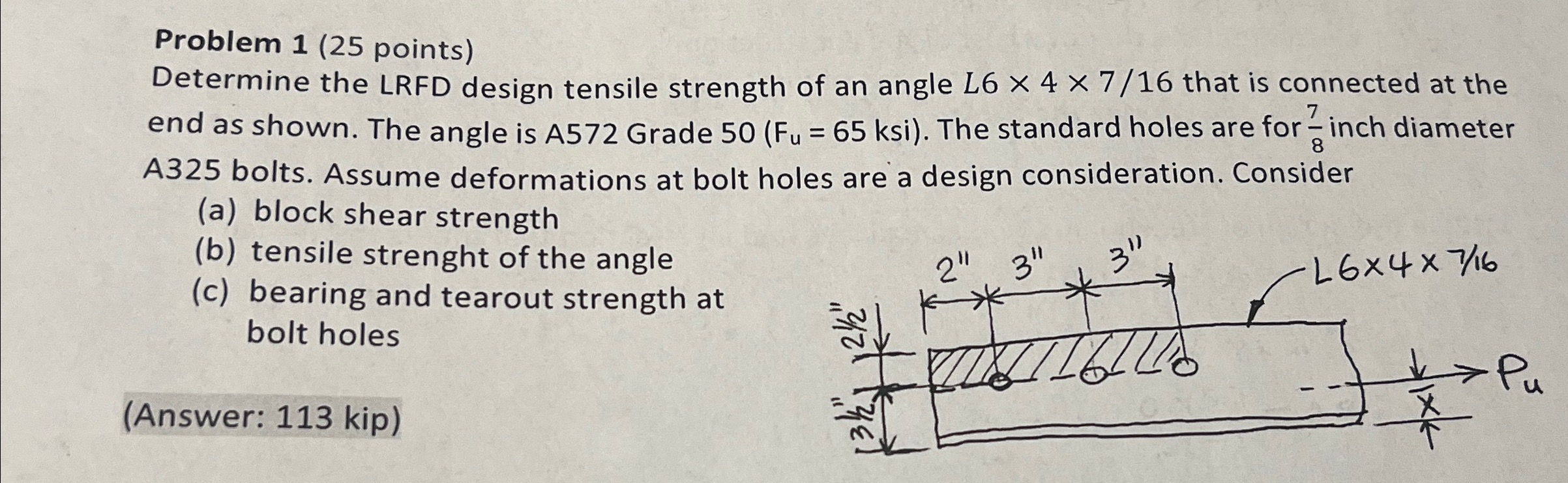 Solved Problem 1 (25 points)Determine the LRFD design | Chegg.com Solved Problem 1 (25 points)Determine the LRFD design | Chegg.com