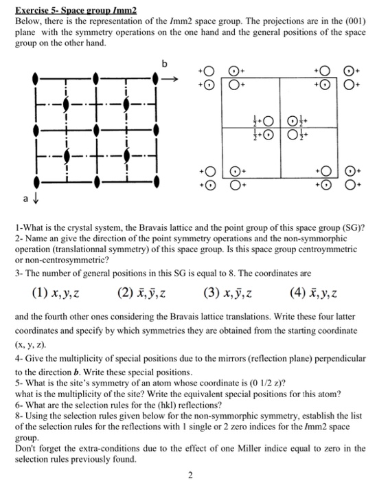 Exercise 5- Space group Imm2 Below, there is the | Chegg.com