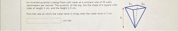 Solved An inverted pyramid is being filled with water at a | Chegg.com