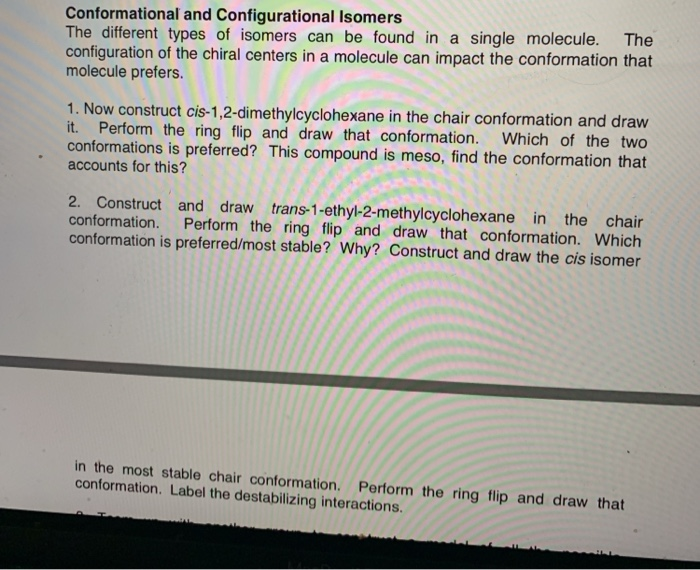 Solved Conformational and Configurational Isomers The | Chegg.com