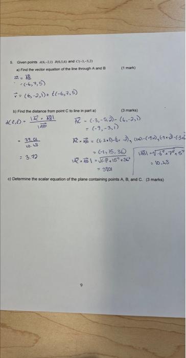 Solved 5. Given pointe (4h−2.1) masib) and c(−k−3.2) a) Find | Chegg.com