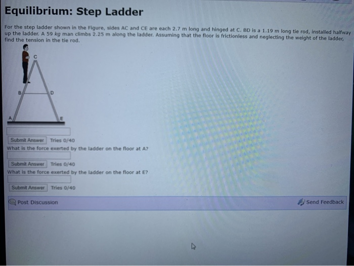 Solved Equilibrium: Step Ladder For the step ladder shown in | Chegg.com