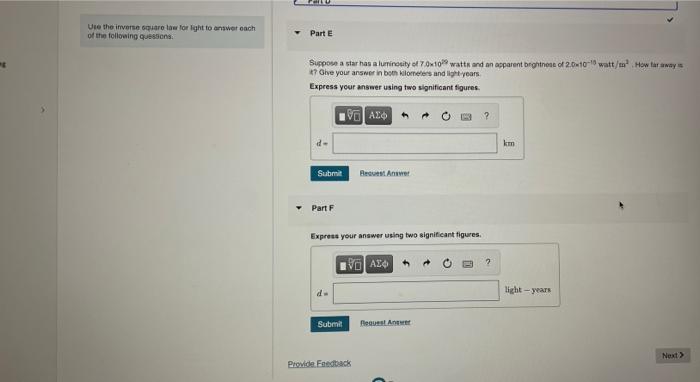 Solved Vre the inverse quare la for light to answer och of | Chegg.com