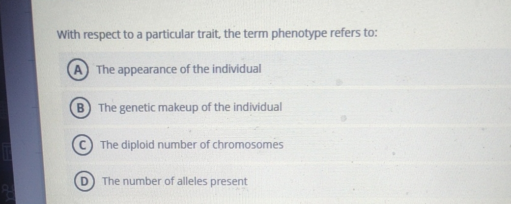 Solved With respect to a particular trait, the term | Chegg.com