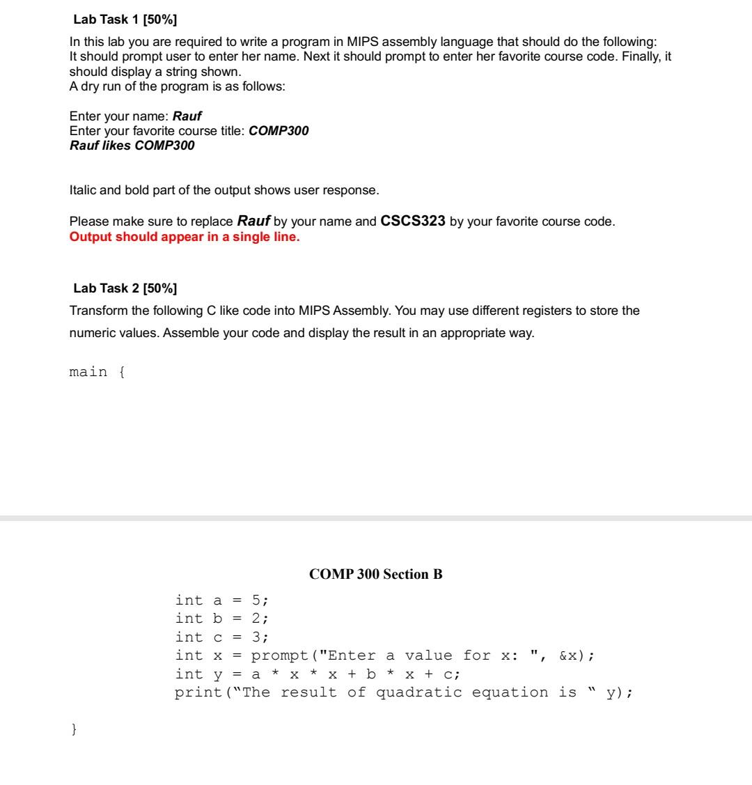 Solved Lab Task 1 [50 ] In This Lab You Are Required To