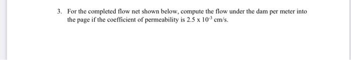 3. For the completed flow net shown below, compute | Chegg.com