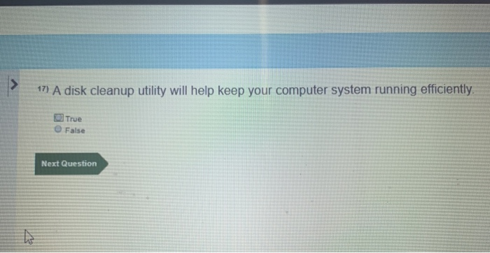 Solved 17) A disk cleanup utility will help keep your | Chegg.com
