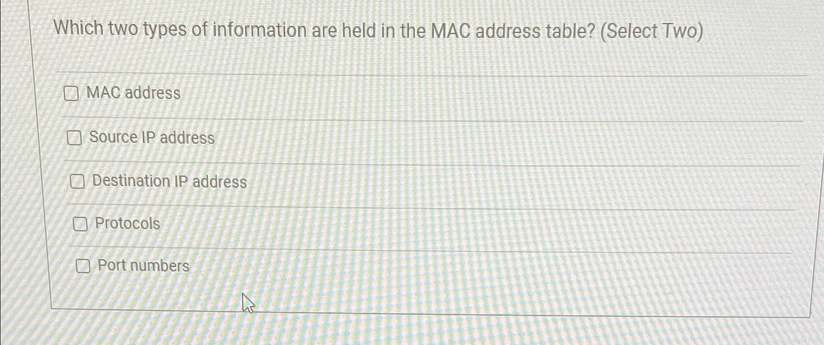 Solved Which two types of information are held in the MAC | Chegg.com