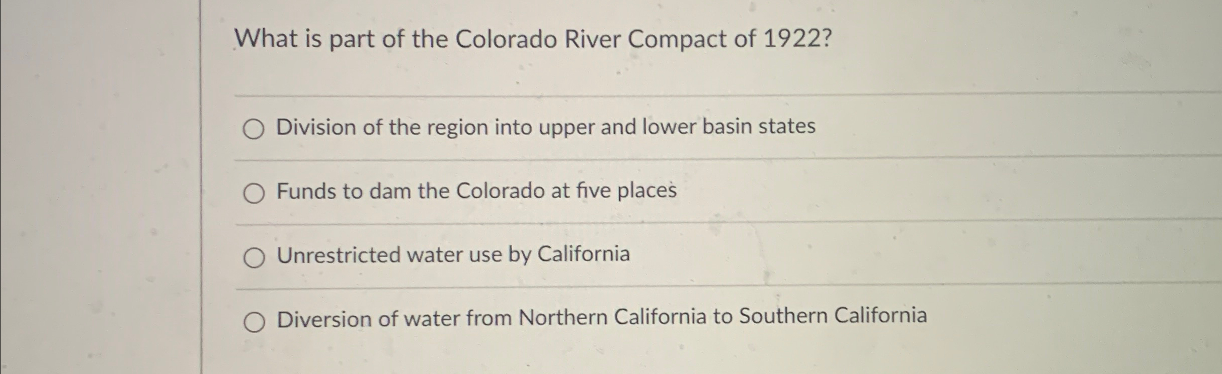 Solved What is part of the Colorado River Compact of | Chegg.com