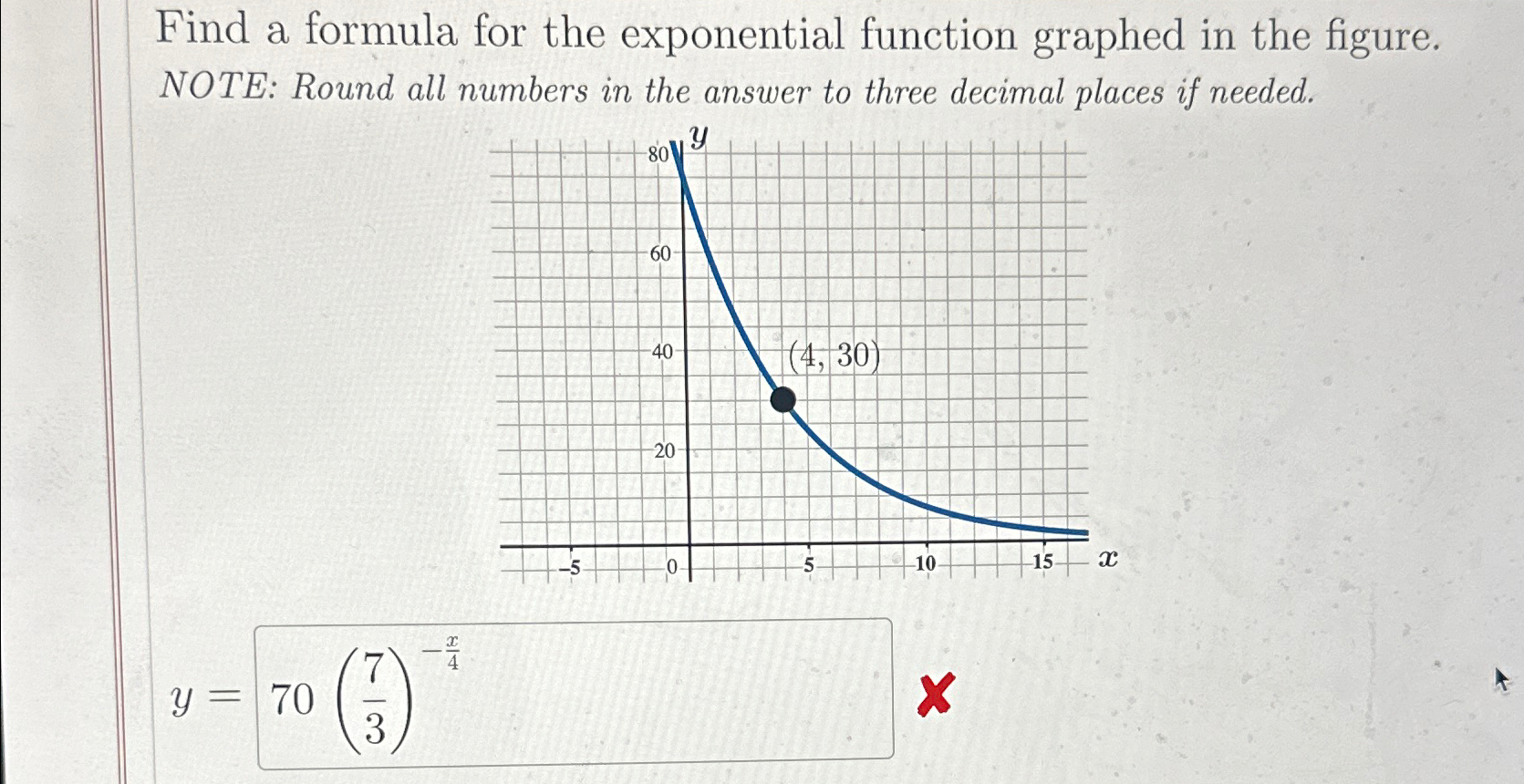 Solved Find a formula for the exponential function graphed | Chegg.com