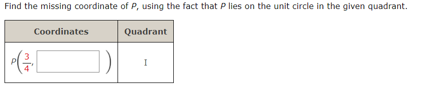 Solved Find the missing coordinate of P, ﻿using the fact | Chegg.com