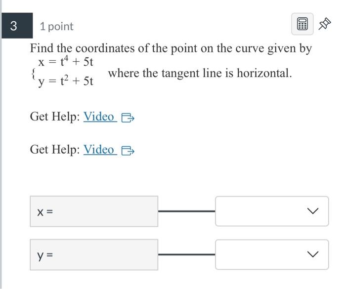 Solved Find the coordinates of the point on the curve given | Chegg.com