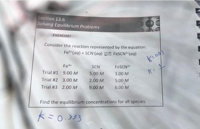 Solved Section 13.6 Solving Equilibrium Problems EXERCISE! | Chegg.com