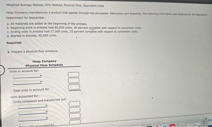 Solved Weighted Average Method, FIFo Method, Physical Flow, | Chegg.com