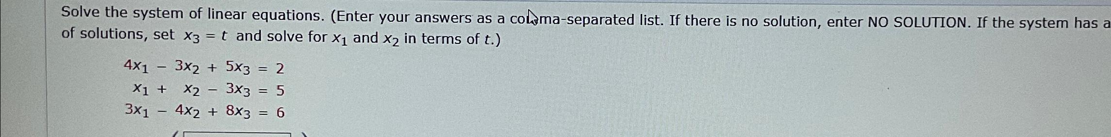 Solved Solve the system of linear equations. | Chegg.com