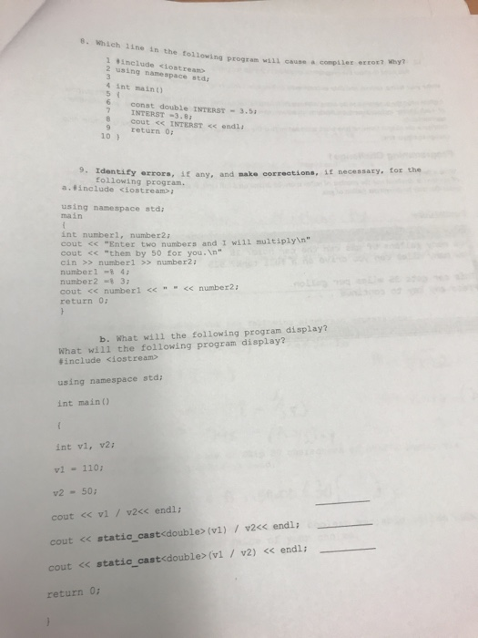 Solved 3. Which line in the following program 1 include > | Chegg.com