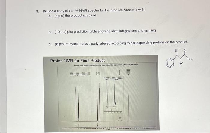 Solved Include a copy of the ' H− NMR spectra for the | Chegg.com