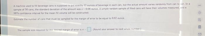 Solved A machine used to nill beverage cans is supposed to | Chegg.com