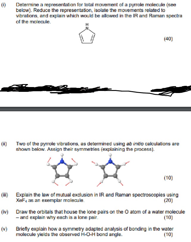 Solved (ii) ﻿Two of the pyrrole vibrations, as determined | Chegg.com