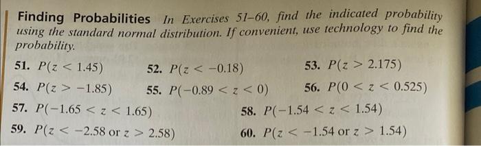 Solved Finding Probabilities In Exercises 51-60, find the | Chegg.com