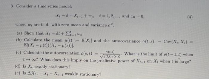 Solved 3. Consider a time series model: | Chegg.com