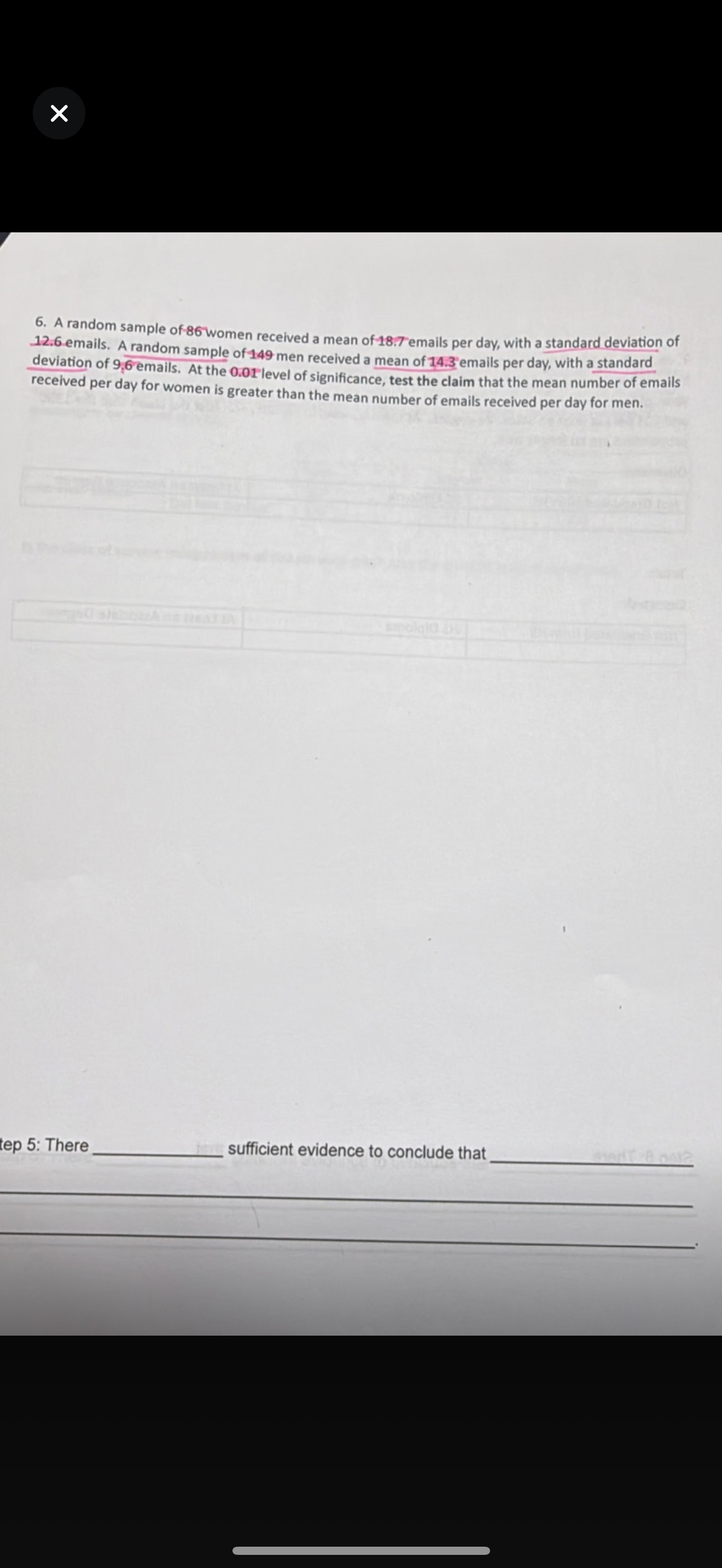 Solved 6. ﻿A random sample of -86 ﻿women received a mean of | Chegg.com