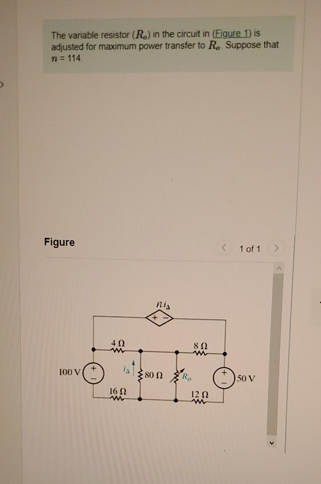 Solved The variable resistor (R0) in the circuit in (Figure | Chegg.com
