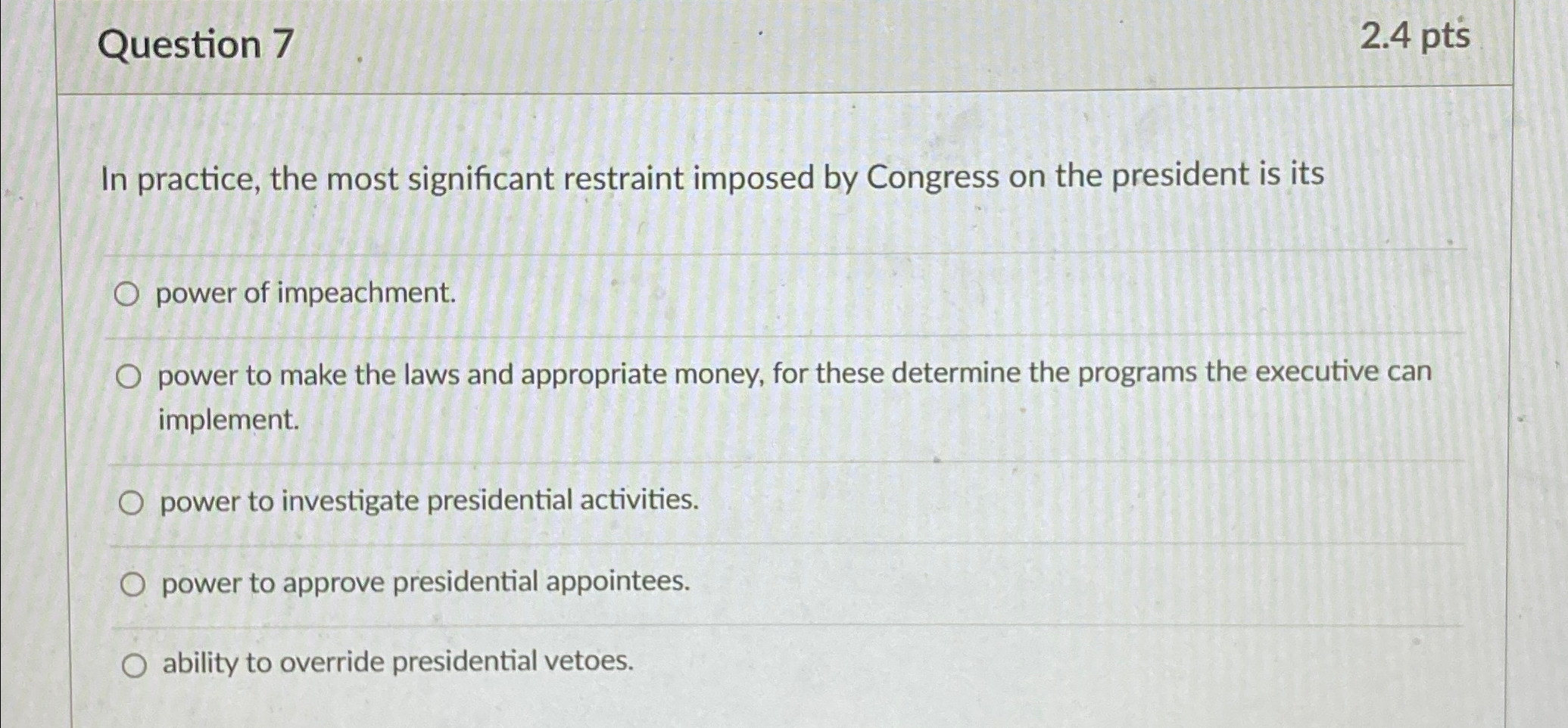 Solved Question 72.4ptsIn practice, the most significant | Chegg.com