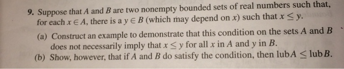Solved 9. Suppose that A and B are two nonempty bounded sets | Chegg.com
