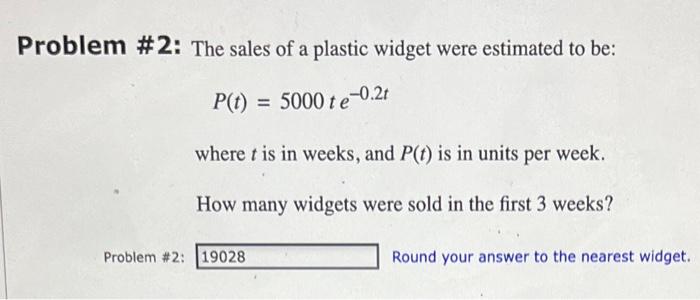 Solved Problem \#2: The sales of a plastic widget were | Chegg.com