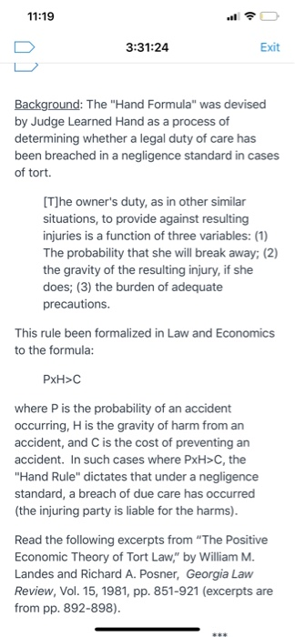 Solved 11:19 3:31:24 Background: The "Hand Formula" was | Chegg.com