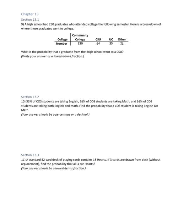 Solved Chapter 13 Section 13.1 9) A high school had 250 | Chegg.com