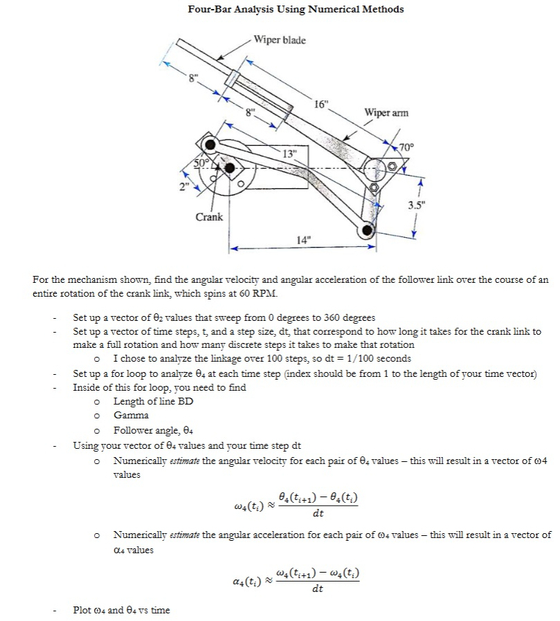 Solved Four-Bar Analysis Using Numerical Methods - ﻿Using | Chegg.com
