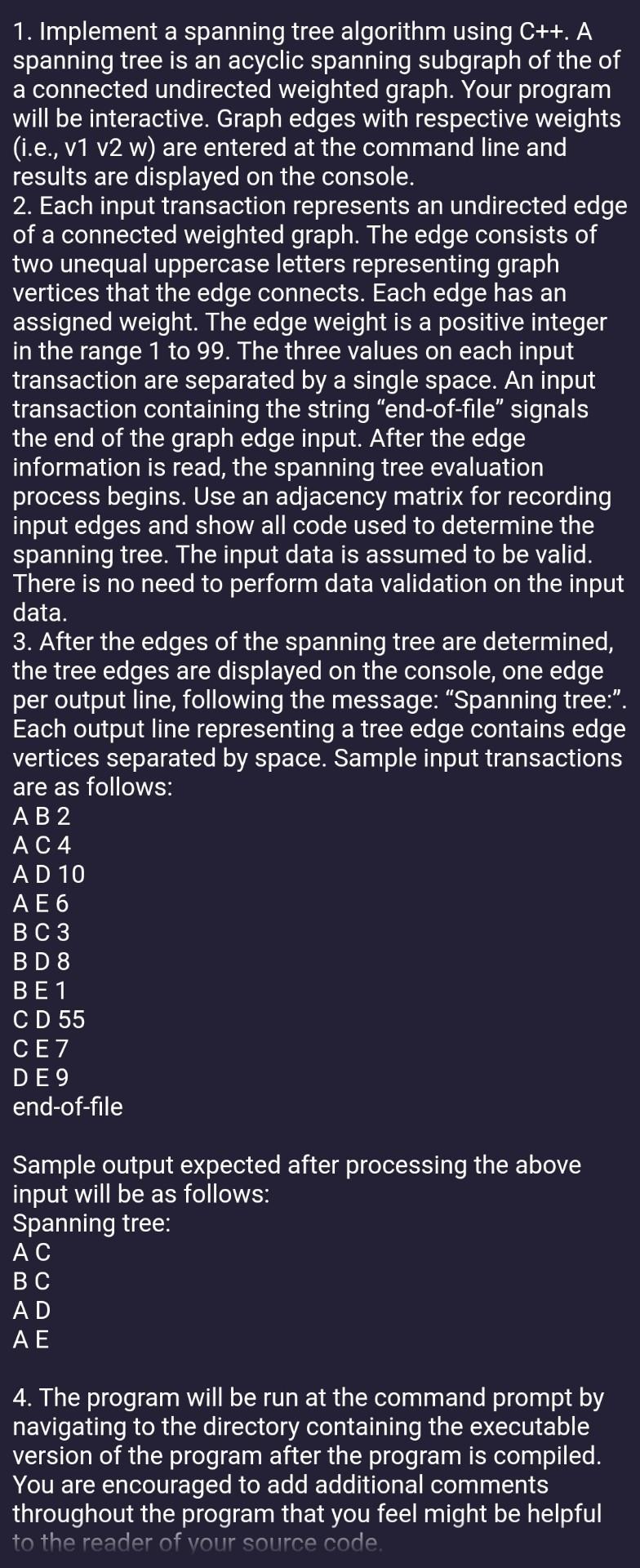 Solved Please write a full functioning C++ code for a | Chegg.com