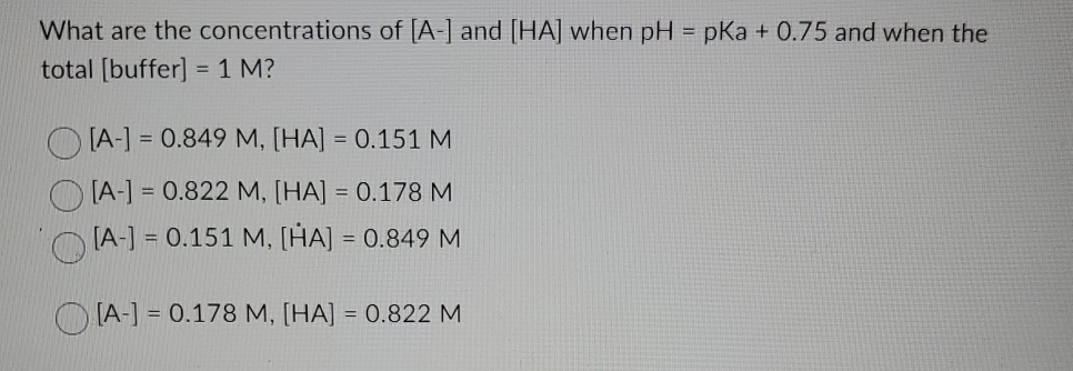 Solved What are the concentrations of A- ﻿and HA ﻿when | Chegg.com