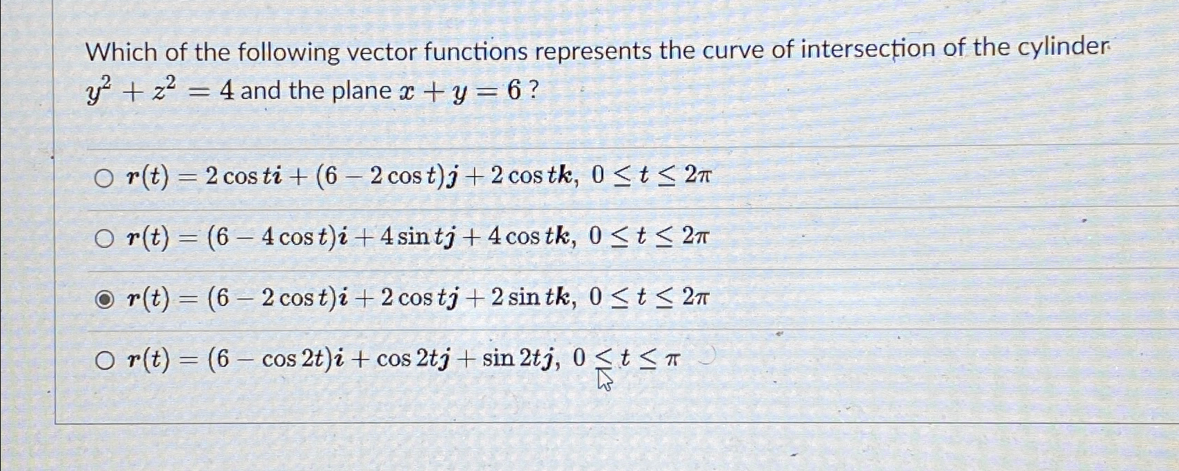Solved Which of the following vector functions represents | Chegg.com