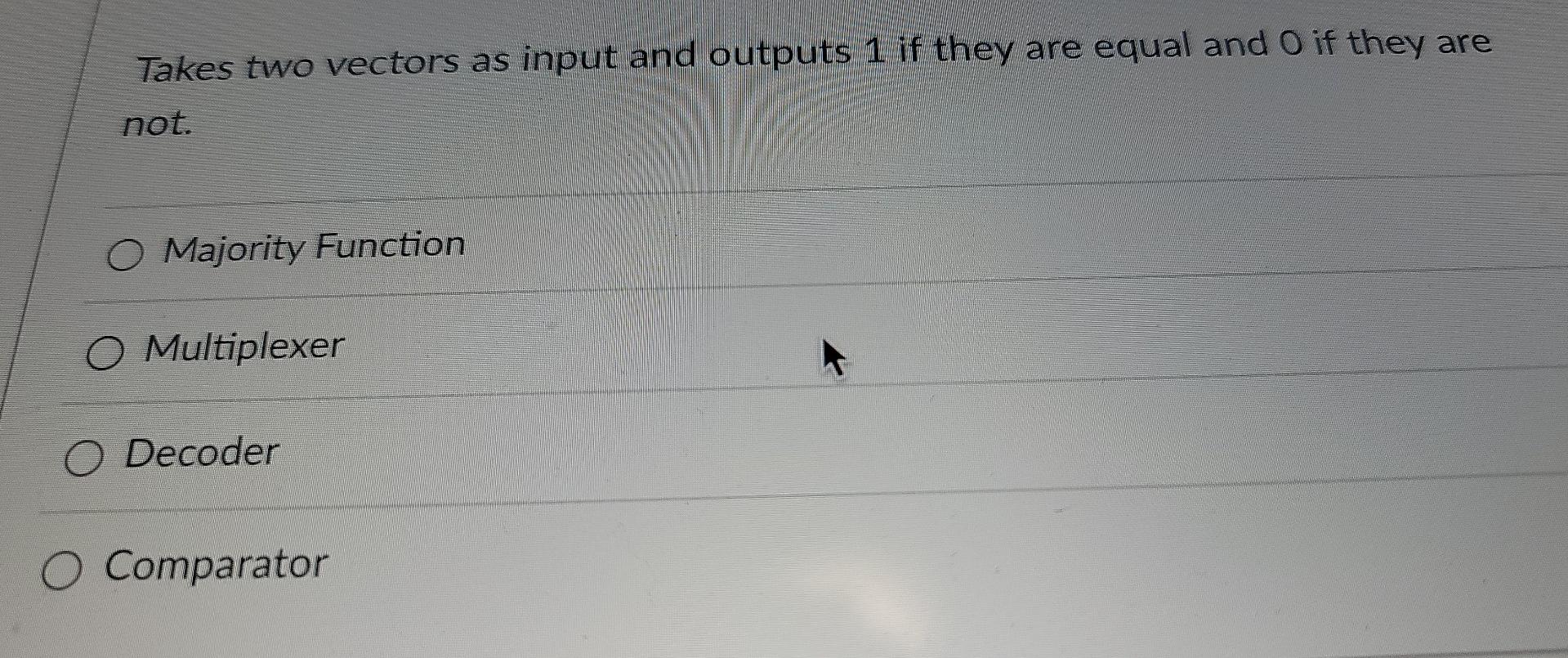Solved Takes two vectors as input and outputs 1 if they are | Chegg.com
