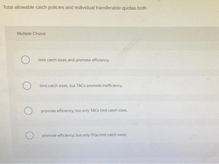 Solved Total allowable catch policies and individual | Chegg.com