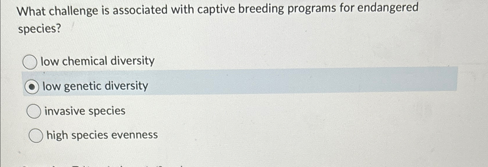 Solved What challenge is associated with captive breeding | Chegg.com