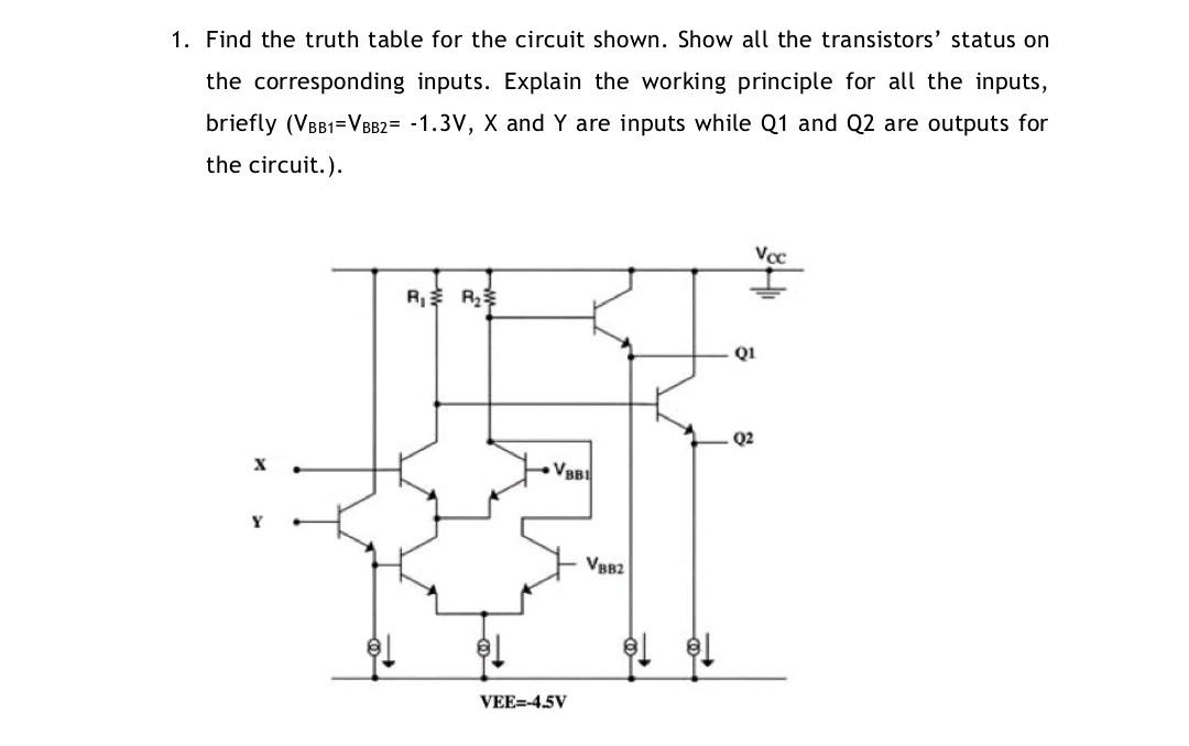 Solved 1. Find the truth table for the circuit shown. Show | Chegg.com