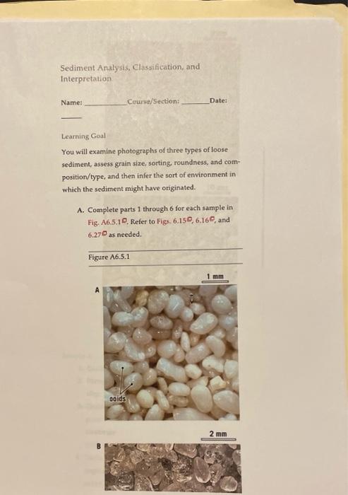 Solved Sediment Analysis, Classification, and Interpretation | Chegg.com
