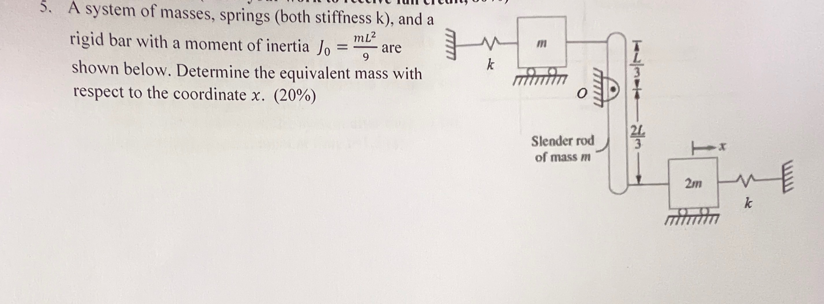 Solved A system of masses, springs (both stiffness k ), ﻿and | Chegg.com