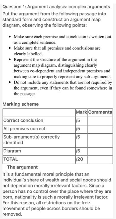 Solved Question 1: Argument analysis: complex arguments Put | Chegg.com