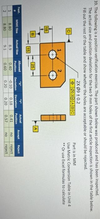 Solved 39. The following is a position verification | Chegg.com