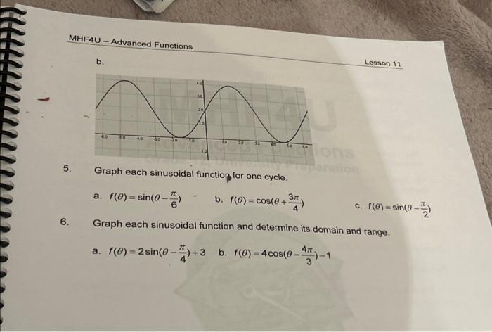 Solved MHF4U - Advanced Functions 5. 6. b. 60 -5.0 1.0 30 20 | Chegg.com