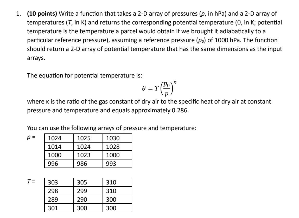 Solved (10 points) Write a function that takes a 2−D array | Chegg.com